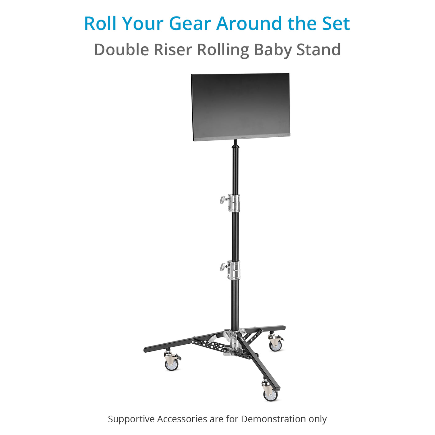 Proaim 6.16ft Double Riser Rolling Monitor Stand with 5/8” Mount ...