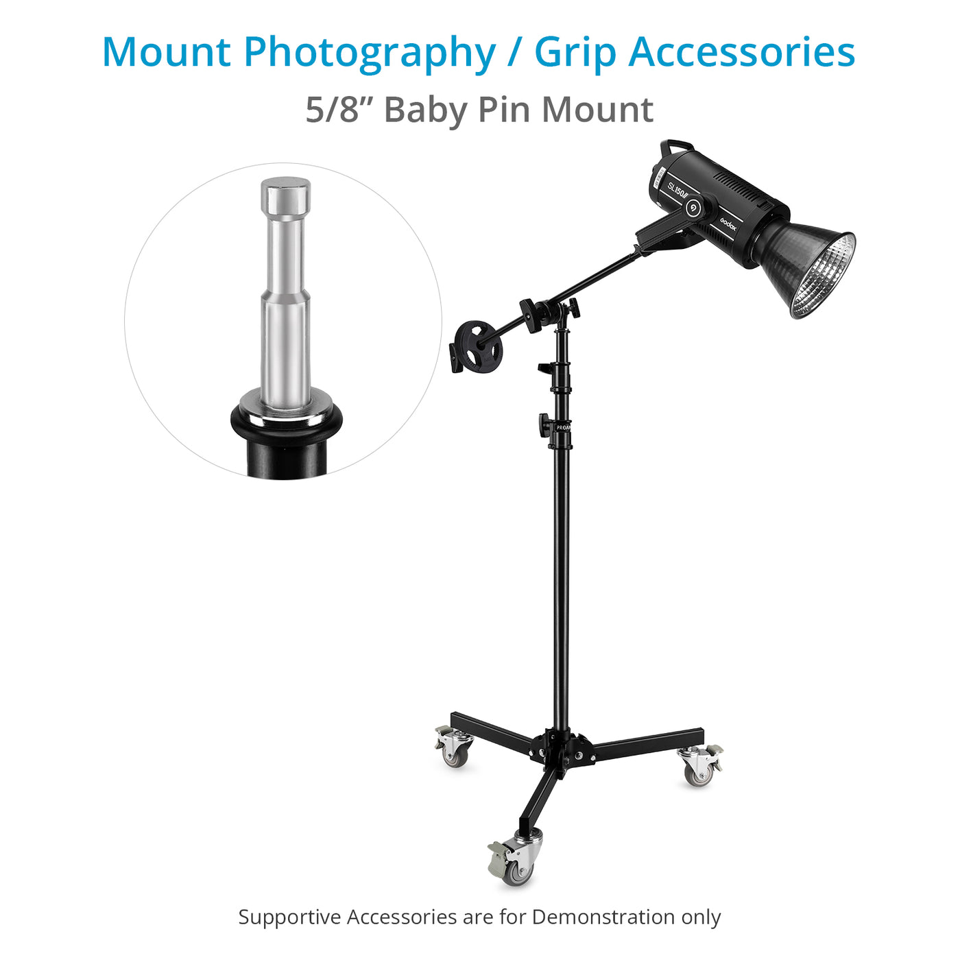 Proaim 5/8” Folding Wheel Base Stand for Lights & Studio Photography ...